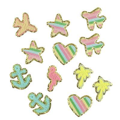 China Custom Laser Cut Glitter Iron On Patches Embroidered Badge OEM 9 Colors for sale