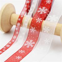 China Dansky Christmas Wired Organza Ribbon 2.5 Inch x 10 Yards Glitter Snowflake Sheer for Tree Wreath Gift Wrapping for sale