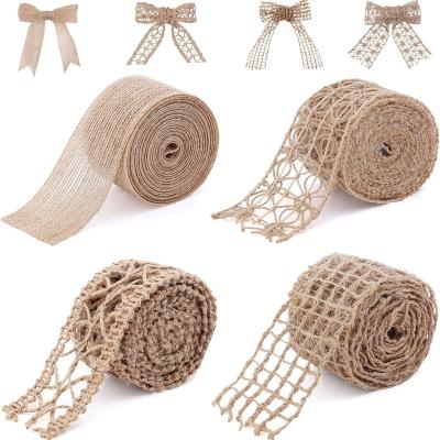 China Dansky Polyester Webbing 3.8cm 4cm 4.5cm Yellow Linen Cord Ribbon for DIY Christmas Crafts for sale