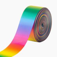 China Wholesale Nylon Elastic Ribbon 25mm 50mm Rainbow Gradient Heat Transfer Gift Packaging Bowknot for sale