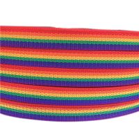 China DANSKY Custom Rainbow Polyester Nylon Webbing 3.8cm Jacquard for Garment Decoration Bag Straps for sale