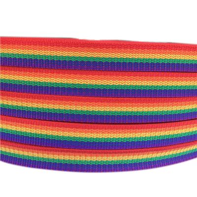 China DANSKY Custom Rainbow Polyester Nylon Webbing 3.8cm Jacquard for Garment Decoration Bag Straps for sale