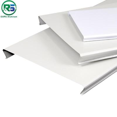 China C300 Suspended Aluminum Strip Ceiling Panel Beveled Edge White Powder Coating for sale