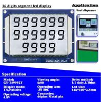 China Large Size Monochrome Screen 16 Digit Fuel Dispenser LCD Display Customized TN Segment LCD Transmissive Positive 6 O'clock White for sale
