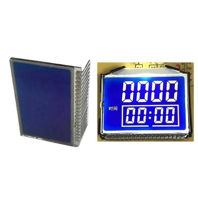 China Customized STN Blue Negative Transmissive LCD 8-Digit 7-Segment LCD Panel White Backlight 12 O'clock Viewing Direction 20-Pin for sale