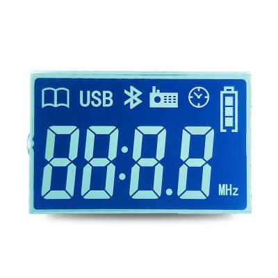 China OEM Small TN Blue Battery Clock LCD Display 8 Digits 7 Segment 40x27mm 13 Pin Custom White LED Backlight 3.3V for sale
