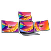 China Three-screen LED Backlit 16:10 Aspect Ratio Portable Monitor One-line Connection Flip-over Display 230cd/m2 Brightness 25ms for sale
