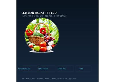 China 4.0 Inch Round TFT LCD Display 720x720 MIPI Circular Screen 1000 Nits for Vehicle Instrument Cluster Dashboard for sale