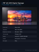 China 98 Inch 4K UHD Digital Signage Advertising Display Android 9.0 CMS Tempered Glass for sale
