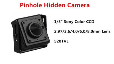 China Low Iux 3.6mm Pinhole Hidden Cameras In Cars Analog Sony CCD 520 TVL for sale