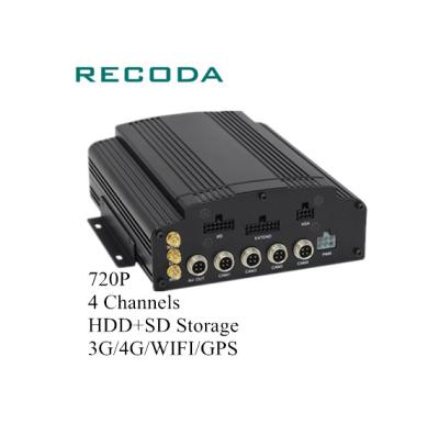 China 4G/WIFI/GPS Mobile Vehicle DVR 720P 4 Channels HDD/SD 20% - 80% Humidity for sale