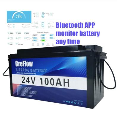 China Smart BMS 24 Volt Lithium Iron Phosphate Deep Cycle Battery For Marine RV for sale
