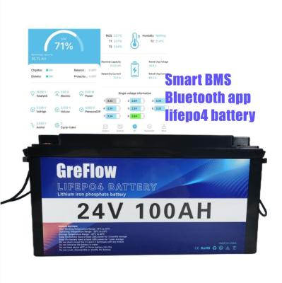 China Smart BMS Bluetooth App Energy Power Deep Cycle Lifepo4 Marine Battery 24v 100Ah For Boat for sale