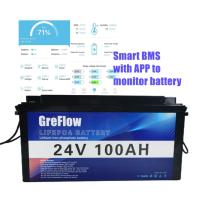 China Long Service Life Lithium 24v 100ah Lead Acid Battery Replacement With Smart BMS for sale