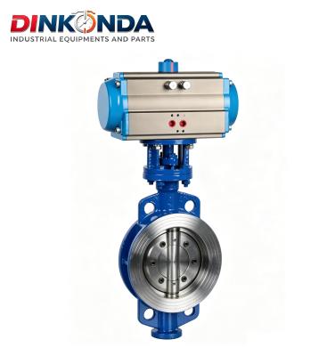 China Cast Steel Pneumatic Butterfly Valve Actuator Gear Rack double flange 220V for sale
