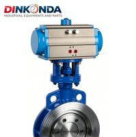 China Cast Steel Pneumatic Butterfly Valve Actuator Gear Rack double flange 220V for sale