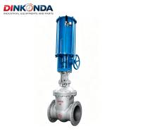 China DINKONDA GLOBAL Power Plants Special CZ6s40H Series Large Bore Pneumatic Actuator, Manual Side Mounted Handwheel, Rising Stem Wedge Gate Valve for sale