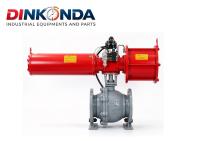 China DINKONDA GLOBAL Power Plants Special RQ Series Single Acting Pneumatic Switch Ball Valve, High Torque Single Acting Pneumatic Actuator And WCB Cast Steel Flange Ball Valve for sale