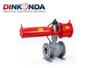 China DINKONDA GLOBAL Power Plants Special RQ Series Single Acting Pneumatic Switch Ball Valve, High Torque Single Acting Pneumatic Actuator And WCB Cast Steel Flange Ball Valve for sale