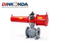 China DINKONDA GLOBAL Power Plants Special RQ Series Single Acting Pneumatic Switch Ball Valve, High Torque Single Acting Pneumatic Actuator And WCB Cast Steel Flange Ball Valve for sale