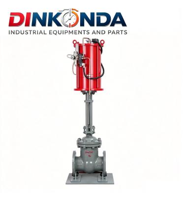 China DINKONDA GLOBAL Power Plants Special RQ Series Pneumatic Switch Gate Valve, WCB Cast Steel Flange Gate Valve With Straight Stroke Pneumatic Actuator for sale