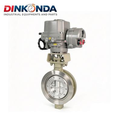 China DINKONDA GLOBAL Power Plants Special DN50-DN600 WCB Cast Steel/stainless Steel Clamp Type Multi-level Metal Hard Seal Electric Butterfly Valve for sale