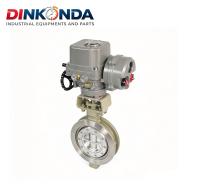 China DINKONDA GLOBAL Power Plants Special DN50-DN600 WCB Cast Steel/stainless Steel Clamp Type Multi-level Metal Hard Seal Electric Butterfly Valve for sale