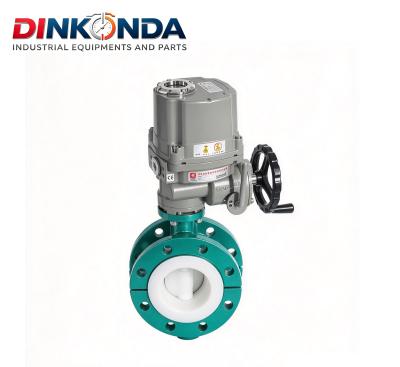 China DINKONDA GLOBAL Power Plants Special DN50-DN500 WCB Cast Steel Super Corrosive Medium Lining PTFE Automatic Control Valve Flange Electric Butterfly Valve for sale