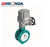 China DINKONDA GLOBAL Power Plants Special DN50-DN500 WCB Cast Steel Super Corrosive Medium Lining PTFE Automatic Control Valve Flange Electric Butterfly Valve for sale
