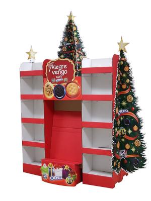China UV Glossy Cardboard Floor Displays Flat Packaging Customizable For Christmas for sale