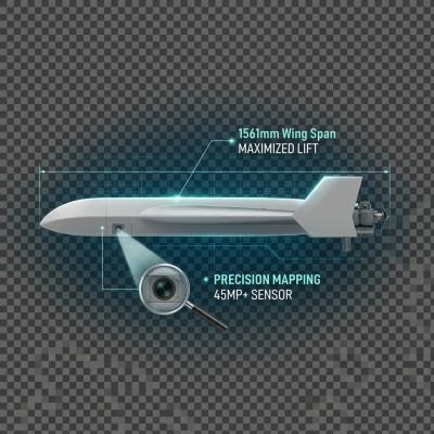 China Electric Brushless Motor M.04 VTOL Fixed-Wing Electric Mapping UAV 1561mm Wingspan 3.0kg Payload 2671m Ceiling for sale