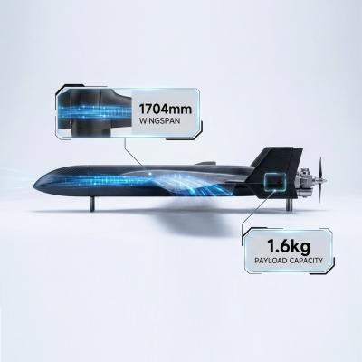 China Electric Brushless Motor M.01 VTOL Fixed-Wing Electric Mapping UAV 1704mm Wingspan 1.6kg Payload 1280m Ceiling for sale