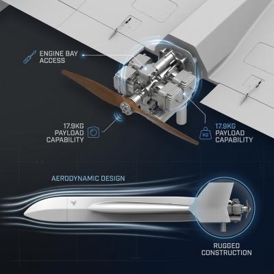 China Hybrid Gasoline-Electric H.03 VTOL Fixed-Wing Hybrid Surveillance UAV 3120mm Wingspan 17.9kg Payload 4674m Ceiling for sale