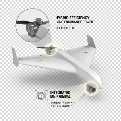 China Hybrid Gasoline-Electric H.04 VTOL Fixed-Wing Hybrid Surveillance UAV 3207mm Wingspan 13.0kg Payload 3881m Ceiling for sale