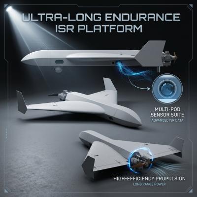 China Gasoline Engine E.02 VTOL Fixed-Wing Long-Endurance ISR UAV 3770mm Wingspan 23.6kg Payload 7827m Ceiling for sale