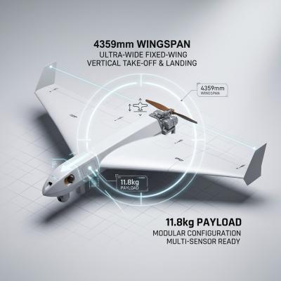 China Gasoline Engine E.06 VTOL Fixed-Wing Long-Endurance ISR UAV 4359mm Wingspan 11.8kg Payload 5465m Ceiling for sale