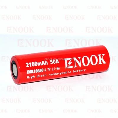 China Portable 18650 High Drain Li Ion Battery 2100mAh 3.7V Max 50A With Flat Top for sale