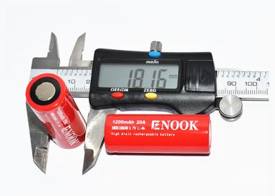China Enook 1200mAh 20A Lithium Ion Battery Cell 3.7V 18500 Rechargeable Li Ion Battery for sale