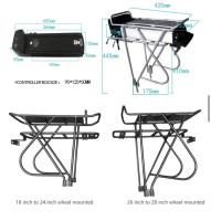China 48V 36V Rear Rack Lithium Ion E Bike Battery Customized Weight Charge Silver Case for sale