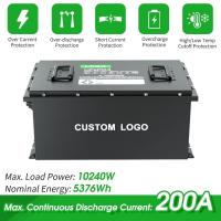 China 58.4V 100ah 105ah 200ah Golf Cart LiFePO4 Lithium Ion Electric Battery Pack 51.2V Deep Cycle IP64 for sale