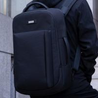China Water Resistant RPET PU Leather Laptop Backpack 16 inch Business Travel Bag for sale