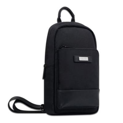 China Customized Unisex Business Sling Bag Water Resistant 10 Inch Nylon PU Leather Daypack for sale