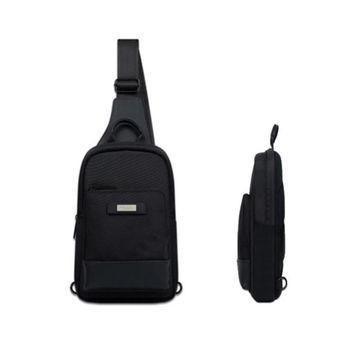 China 10 inch Unisex Sling Bag Daypack Messenger Water Resistant Nylon Black Grey for sale