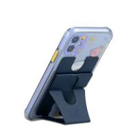 China Custom PU Leather Phone Grip Stand with Card Holder Adjustable 3M Sticker Magsafe for sale