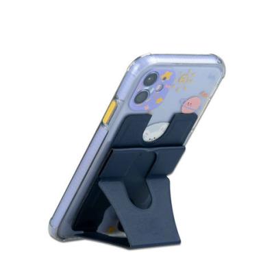 China Custom PU Leather Phone Grip Stand with Card Holder Adjustable 3M Sticker Magsafe for sale