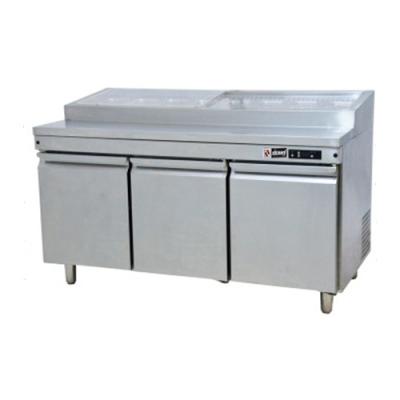 China Pizza 3 Door Undercounter Freezer Stainless Steel Commercial Worktop Freezer for sale