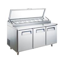 China Pizza 3 Door Undercounter Freezer Stainless Steel Commercial Worktop Freezer for sale