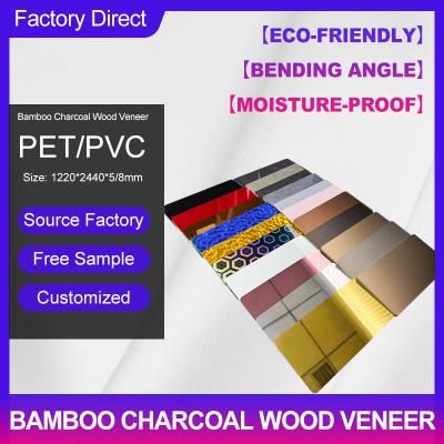 China Bamboo Charcoal Wood Veneer 1220*2440*5/8mm Flame Retardant Bamboo Charcoal Wood Eco-Friendly Easy Installing Decorative Wall Panels For Home And Hotel for sale