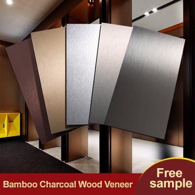 China Bamboo Charcoal Wood Veneer New Innovation 1220*2440*5/8mm Flame Retardant Bamboo Charcoal Wood Eco-Friendly Bamboo Charcoal Decorative Wall Panel For Hotel Office for sale