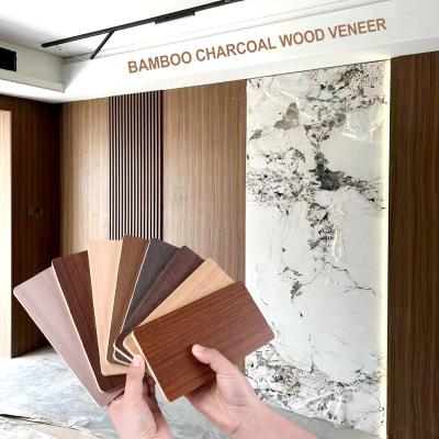 China Bamboo Charcoal Wood Veneer 1220*2440*5/8mm Flame Retardant Bamboo Charcoal Wood Eco-Friendly Marble Sheet Bamboo Wood Wall Panel Interior Decorative Panels For TV Background Wall for sale